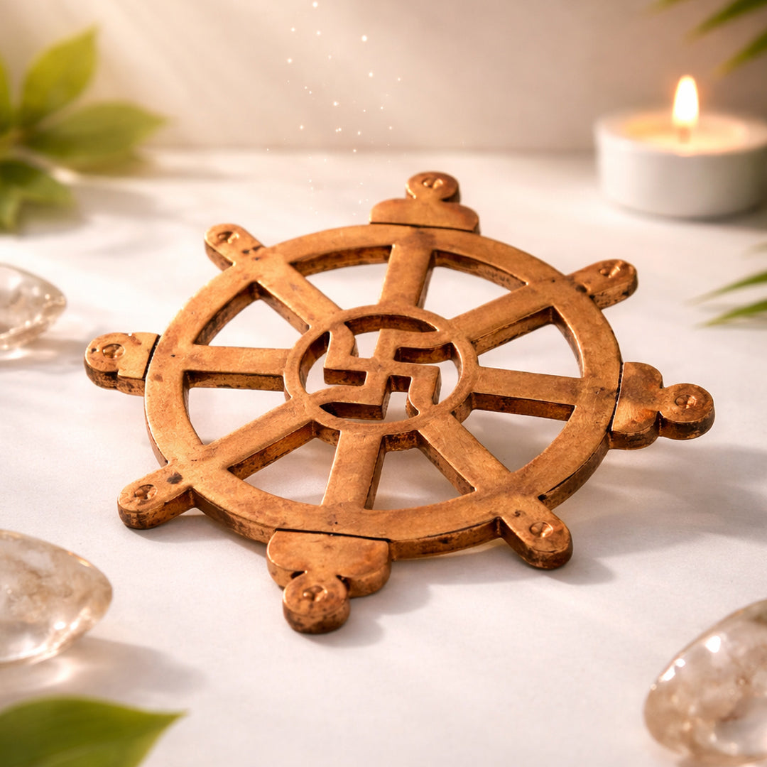 Copper Swastik Wheel for Prosperity & Harmony – Zenvedas